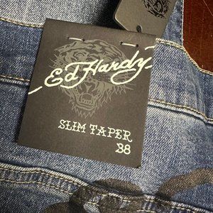 Ed Hardy | Jeans | Ed Hardy Blue Distressed 5 Pocket Design Denim Slim ...